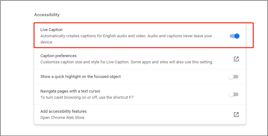 How to Turn on and Turn off Live Caption on Chrome - MiniTool MovieMaker