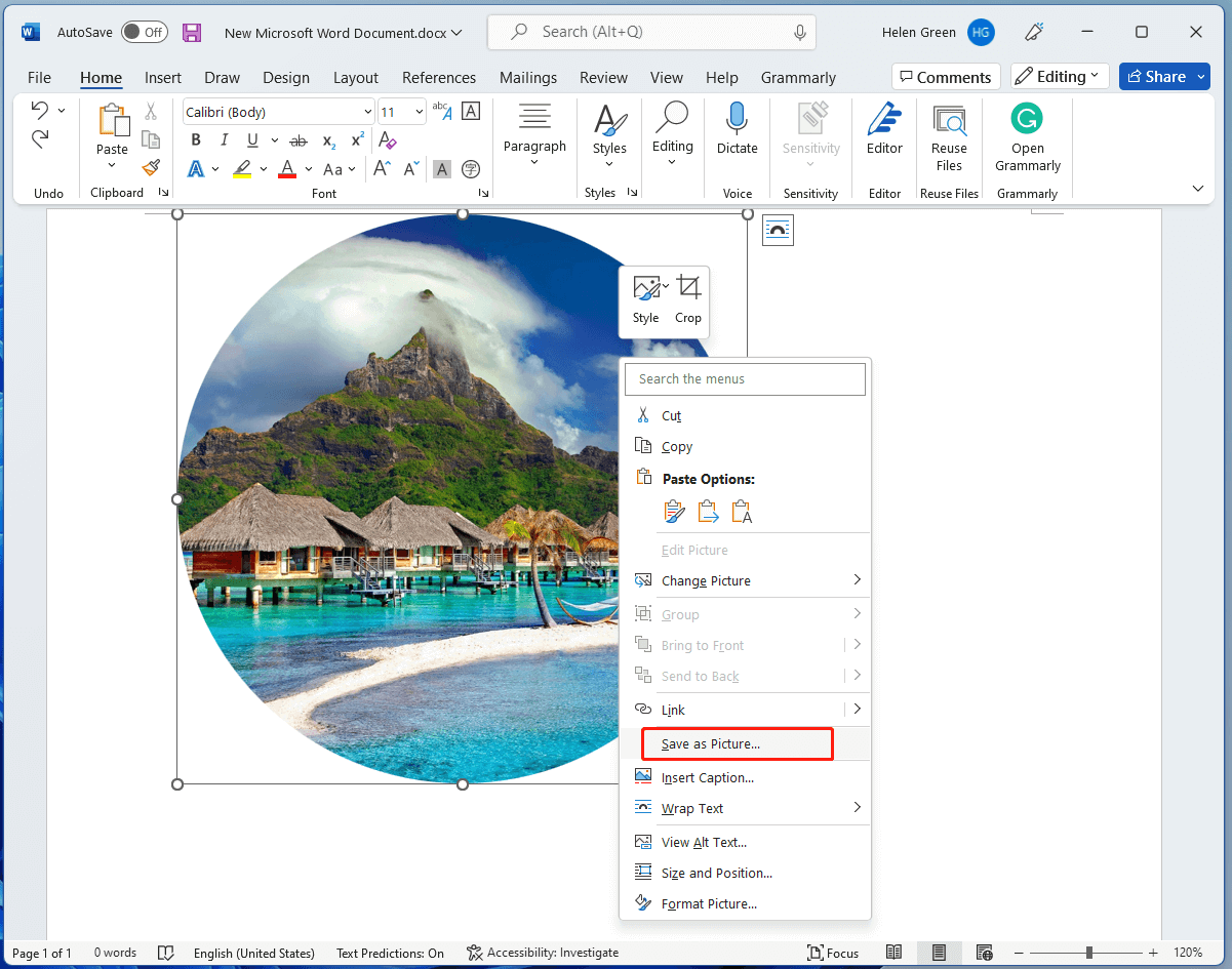 How To Circle Crop Photo By Office Apps Word 